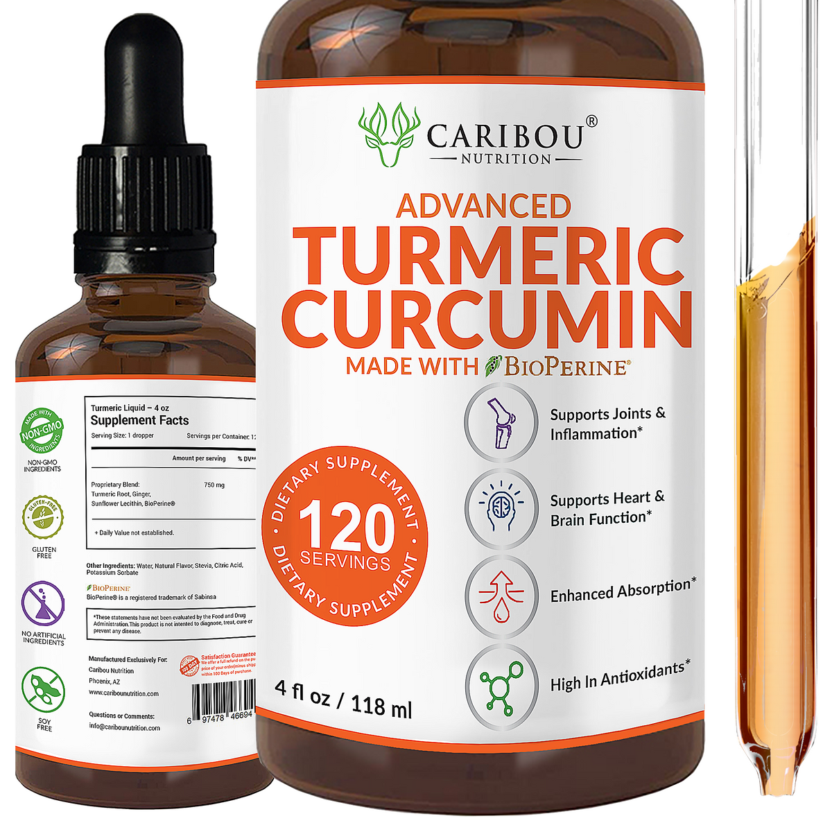 Advanced Turmeric Liquid w/ BioPerine - 4oz | Caribou Nutrition